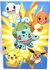 silver buffalo pokémon 13″ x 19″ canvas wall art – pikachu eevee charmander squirtle bulbasaur – group pokemon picture poster