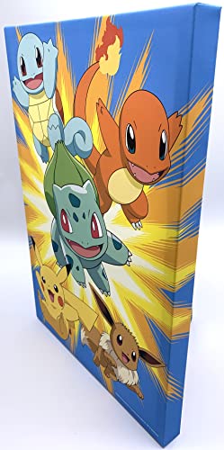 Silver Buffalo Pokémon 13" x 19" Canvas Wall Art - Pikachu Eevee Charmander Squirtle Bulbasaur - Group Pokemon Picture Poster