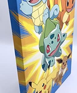 Silver Buffalo Pokémon 13" x 19" Canvas Wall Art - Pikachu Eevee Charmander Squirtle Bulbasaur - Group Pokemon Picture Poster