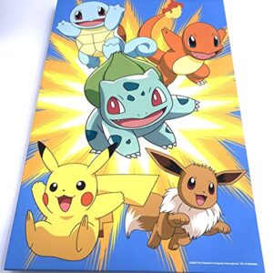 Silver Buffalo Pokémon 13" x 19" Canvas Wall Art - Pikachu Eevee Charmander Squirtle Bulbasaur - Group Pokemon Picture Poster