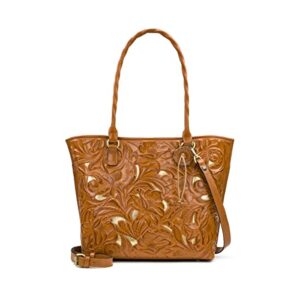 patricia nash, adeline tote, burnished cutout tooled, brown