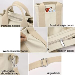 Canvas Tote Bag Japanese Multi-pocket Handbag with Zipper Women Canvas Bag Top Handle Satchel Bags Shoulder Bag