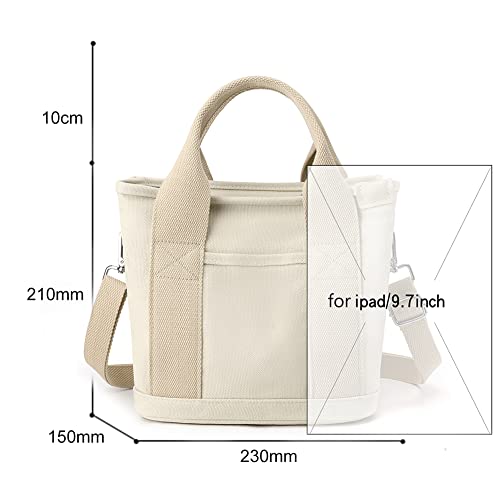 Canvas Tote Bag Japanese Multi-pocket Handbag with Zipper Women Canvas Bag Top Handle Satchel Bags Shoulder Bag