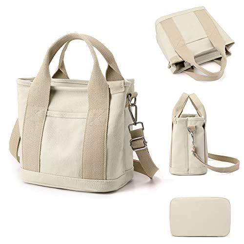 Canvas Tote Bag Japanese Multi-pocket Handbag with Zipper Women Canvas Bag Top Handle Satchel Bags Shoulder Bag