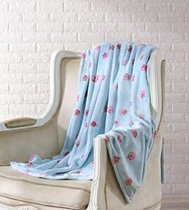 shabby chic® – throw blanket, super soft & plush bedding, vintage-inspired home decor (abby ditsy aqua)