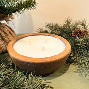 Bonneville Handmade Candles / 5 1/2" x 2" Hand Poured Wood Bowl Candle, 3 Wick/Dough Bowl Candle/Up to 25 Hour Burn Time / 100% Soy Wax/Scented Candle/Rustic Candle/Holiday (Unscented)