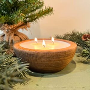 Bonneville Handmade Candles / 5 1/2" x 2" Hand Poured Wood Bowl Candle, 3 Wick/Dough Bowl Candle/Up to 25 Hour Burn Time / 100% Soy Wax/Scented Candle/Rustic Candle/Holiday (Unscented)