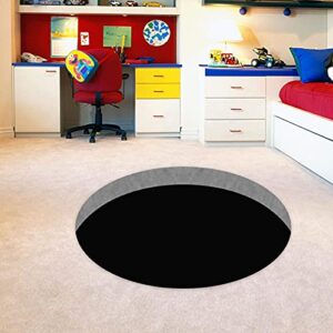 Illusion Rug, 3D Carpet Bottomless Hole Optical Illusion Area Rug, Black Stereo Vision Carpet (Black, Round 23.62 * 23.62 in)-80x80cm