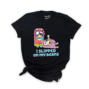 i slipped on my beans funny bluey t-shirt, bluey shirt, bluey disney shirt, bluey shirt for girls, bluey shirt for boys, disney shirt men funny