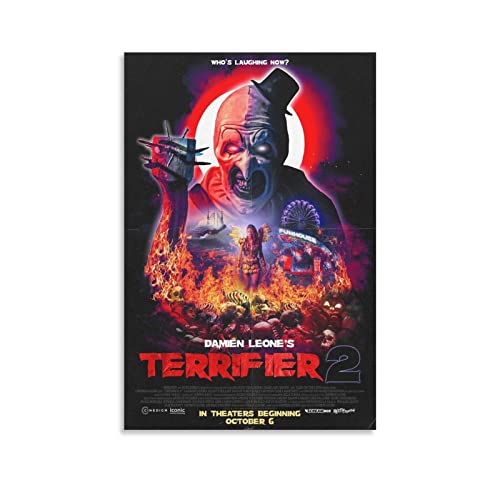 2022 Terrifier 2 Horror Movie Poster for Room Aesthetic Canvas Wall Art Bedroom Decor 12x18inch(30x45cm)