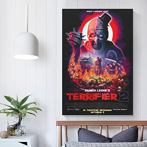 2022 Terrifier 2 Horror Movie Poster for Room Aesthetic Canvas Wall Art Bedroom Decor 12x18inch(30x45cm)