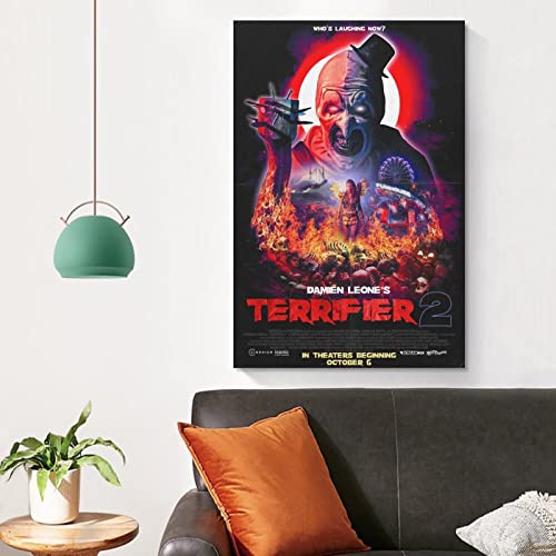 2022 Terrifier 2 Horror Movie Poster for Room Aesthetic Canvas Wall Art Bedroom Decor 12x18inch(30x45cm)