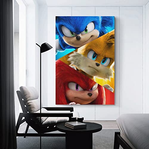 BCF Cartoon Canvas Wall Art Trendss International Sonicc The Hedgehog 2 Poster Prints on Canvas Paitng Home Kitchen Wall Decor 08x12inch(20x30cm)