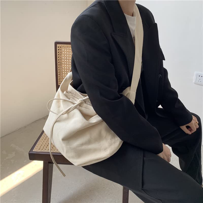 Canvas Tote Aesthetic Tote Bag Canvas Hobo Bag Women's Tote Canvas Women's Canvas Purse (White)