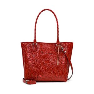 patricia nash, adeline tote, burnished cutout tooled, papaya