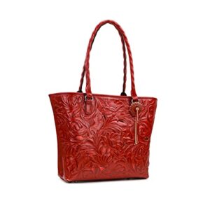 Patricia Nash, Adeline Tote, Burnished Cutout Tooled, Papaya