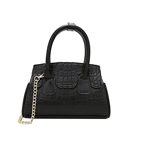 IAMUHI Faux Leather Crocodile Evening Clutch Purse,Women Small Top Handle Tote Handbag Vintage Cross Body Shoulder Bags,Black