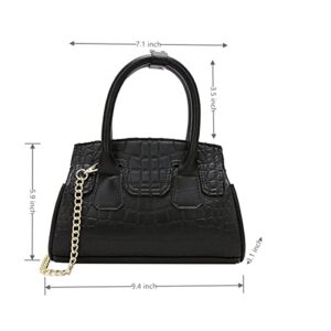 IAMUHI Faux Leather Crocodile Evening Clutch Purse,Women Small Top Handle Tote Handbag Vintage Cross Body Shoulder Bags,Black