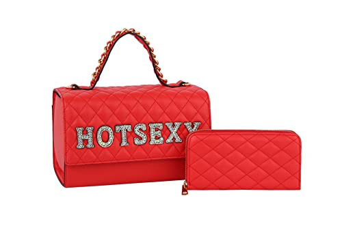 Monogrammed HOT SEXY 2-in-1 Boxy Satchel PMHGS-0115W (Red)