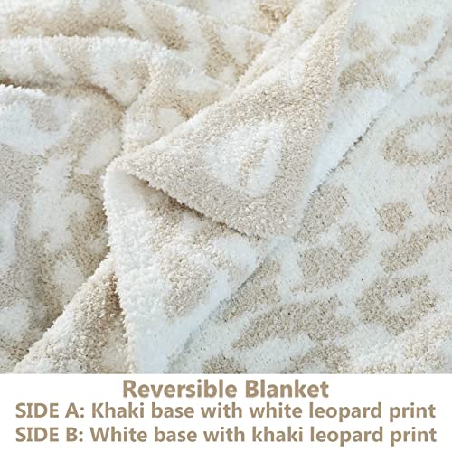 Gladcause Leopard Throw Blanket-50 x60 Ultra Soft Micro Plush Blanket, Reversible Leopard Pattern Cheetah Blankets for Couch, Bed, Sofa, Chair, Khaki