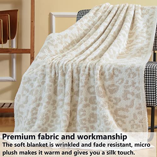 Gladcause Leopard Throw Blanket-50 x60 Ultra Soft Micro Plush Blanket, Reversible Leopard Pattern Cheetah Blankets for Couch, Bed, Sofa, Chair, Khaki