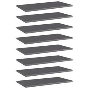 firbnus 8 pcs 23.6″x11.8″ bookshelf boards high gloss gray floating shelves wall shelves wall mount shelf for wall storage thin shelf room shelves