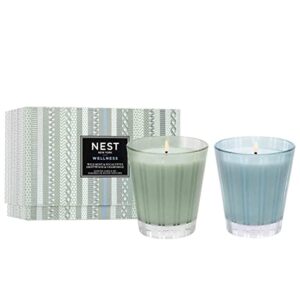 NEST Fragrances Wild Mint & Eucalyptus, Driftwood & Chamomile Wellness Scented Classic Candle Duo