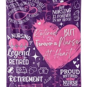 InnoBeta Retirement Gifts Throws for Nurse, Bed Flannel Fleece Plush Blankets Thank You Presents for Women,Men, Friends, Mom, Dad, Grandma, Grandpa (50"x 65") - Retired But Forever A Nurse at Heart