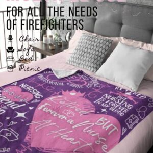 InnoBeta Retirement Gifts Throws for Nurse, Bed Flannel Fleece Plush Blankets Thank You Presents for Women,Men, Friends, Mom, Dad, Grandma, Grandpa (50"x 65") - Retired But Forever A Nurse at Heart