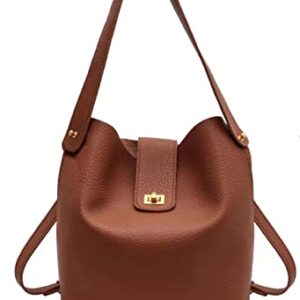 Hobo Bags for Women Vegan Leather Purses, Designer Shoulder Bag Fashion Large Crossbody Bucket Tote Purse Ladies Handbags(BROWN)