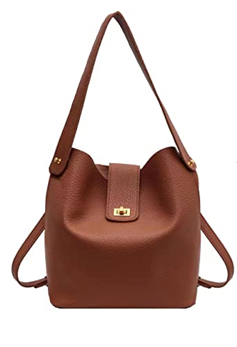 Hobo Bags for Women Vegan Leather Purses, Designer Shoulder Bag Fashion Large Crossbody Bucket Tote Purse Ladies Handbags(BROWN)