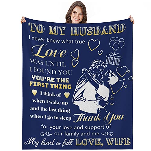 Socofuz Gift for Husband, Husband Gifts from Wife, to My Husband from Wife, Anniversary Wedding Gifts, Husband Blanket, Flannel Fleece Throw Blankets for Bed Chair Sofa Couch Home Decor 50x60 inches