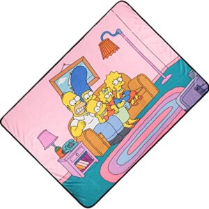 The Simpsons Fleece Throw Blanket - Homer, Bart, Lisa, Marge, Maggie & Krusty The Clown Throw Blanket (Family)