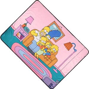 The Simpsons Fleece Throw Blanket - Homer, Bart, Lisa, Marge, Maggie & Krusty The Clown Throw Blanket (Family)