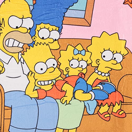 The Simpsons Fleece Throw Blanket - Homer, Bart, Lisa, Marge, Maggie & Krusty The Clown Throw Blanket (Family)