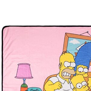 The Simpsons Fleece Throw Blanket - Homer, Bart, Lisa, Marge, Maggie & Krusty The Clown Throw Blanket (Family)