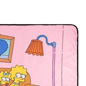 The Simpsons Fleece Throw Blanket - Homer, Bart, Lisa, Marge, Maggie & Krusty The Clown Throw Blanket (Family)