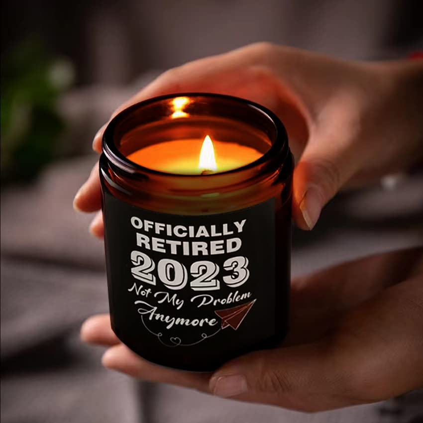 2023 Funny Retirement Gift for Women-Scented Candle,Retirement Party Decorations,Happy Retirement Gift,Best Retirement Gifts,Candles Gifts for Women,Going Away Gift for Coworker.