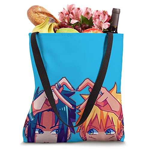 NaruSasu SasuNaru anime boys forming heart with hands Tote Bag