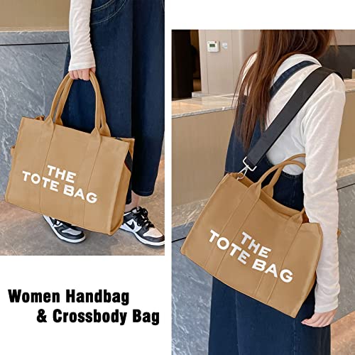 Canvas Tote Bag for Women, Travel Tote Bag Large Tote Purse Shoulder Bag Hobo Crossbody Handbag Casual Tote