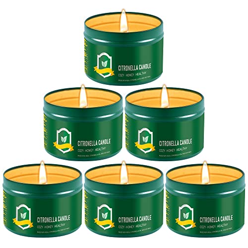 Arhalulu Citronella Candles Outdoor, 4.4 OZ Pack of 6 150 Hours Burning, Citronella Candles Set Outside for Party Hiking Camping Patio BBQ Deck Lanai Garden Yard Home Balcony (Green)