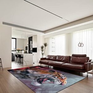 3D Large Tiger Area Rugs, Ink Style Carpet, Lounge Rug Fuzzy Plush Soft with Non-Slip Backing Apply to Bedroom Living Room Bath Mat Balcony,3×5ft/90*150cm