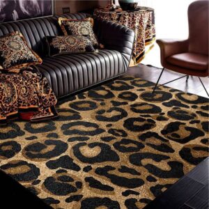 QINYUN Fashion Beautiful Style Area Rug, Leopard Print Light Luxury Living Room Rug, Home Decor Rug Soft and Durable Easy to Clean, Suitable for Bedroom Apartment Office-5ft×7ft