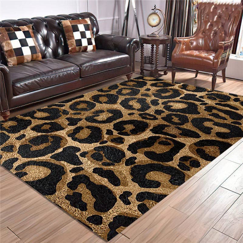 QINYUN Fashion Beautiful Style Area Rug, Leopard Print Light Luxury Living Room Rug, Home Decor Rug Soft and Durable Easy to Clean, Suitable for Bedroom Apartment Office-5ft×7ft