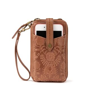 the sak silverlake n/s smartphone crossbody, tobacco floral embossed