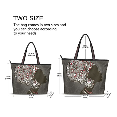 Eyanle Tote Bag For Women Shoulder Bag for School Handbags for Beach Work Travel Large Tote Bag with Zipper African American Woman