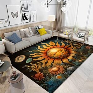 partyunix boho mushroom skull animal indoor modern area rug, soft non-shedding carpet floor mats living room bedroom for home decoration