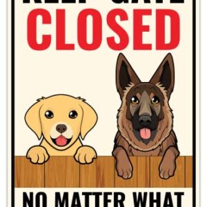 Venicor Dog Keep Gate Closed Sign - 14 x 9 Inches - Aluminum - Dog on Premises Outdoor Sign - Welcome Dog Door Sign