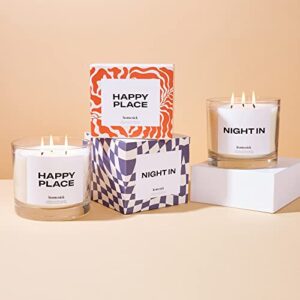 Homesick Premium Scented Candle, Happy Place - Scents of White Lily, Grapefruit, Jasmine, 3 Wick, 26 oz, 110-150 Hour Burn, Gifts, Soy Blend Candle Home Decor, Relaxing Aromatherapy Candle