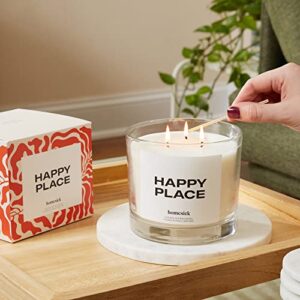 Homesick Premium Scented Candle, Happy Place - Scents of White Lily, Grapefruit, Jasmine, 3 Wick, 26 oz, 110-150 Hour Burn, Gifts, Soy Blend Candle Home Decor, Relaxing Aromatherapy Candle